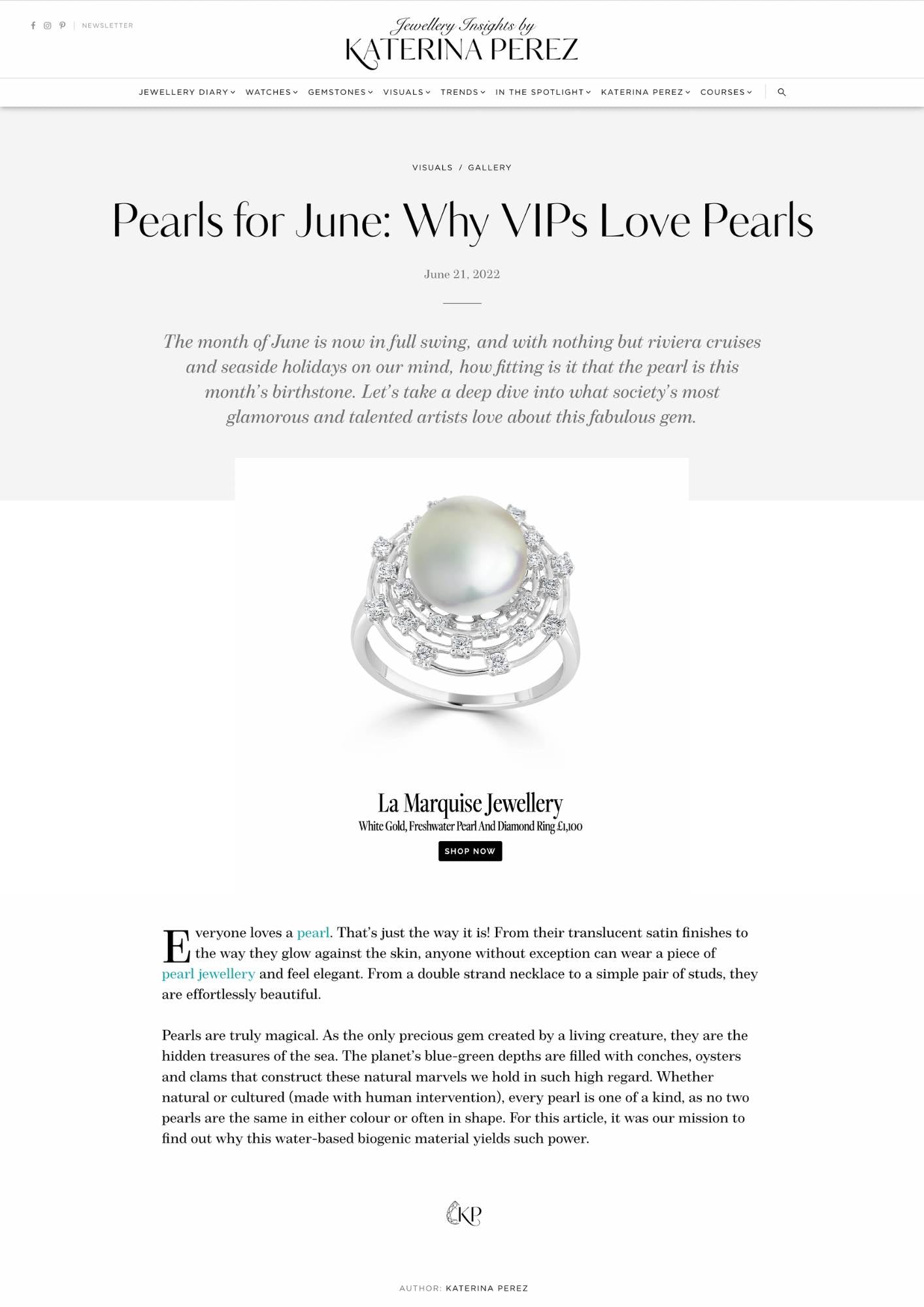 Katerina Perez: Why VIPs love pearls