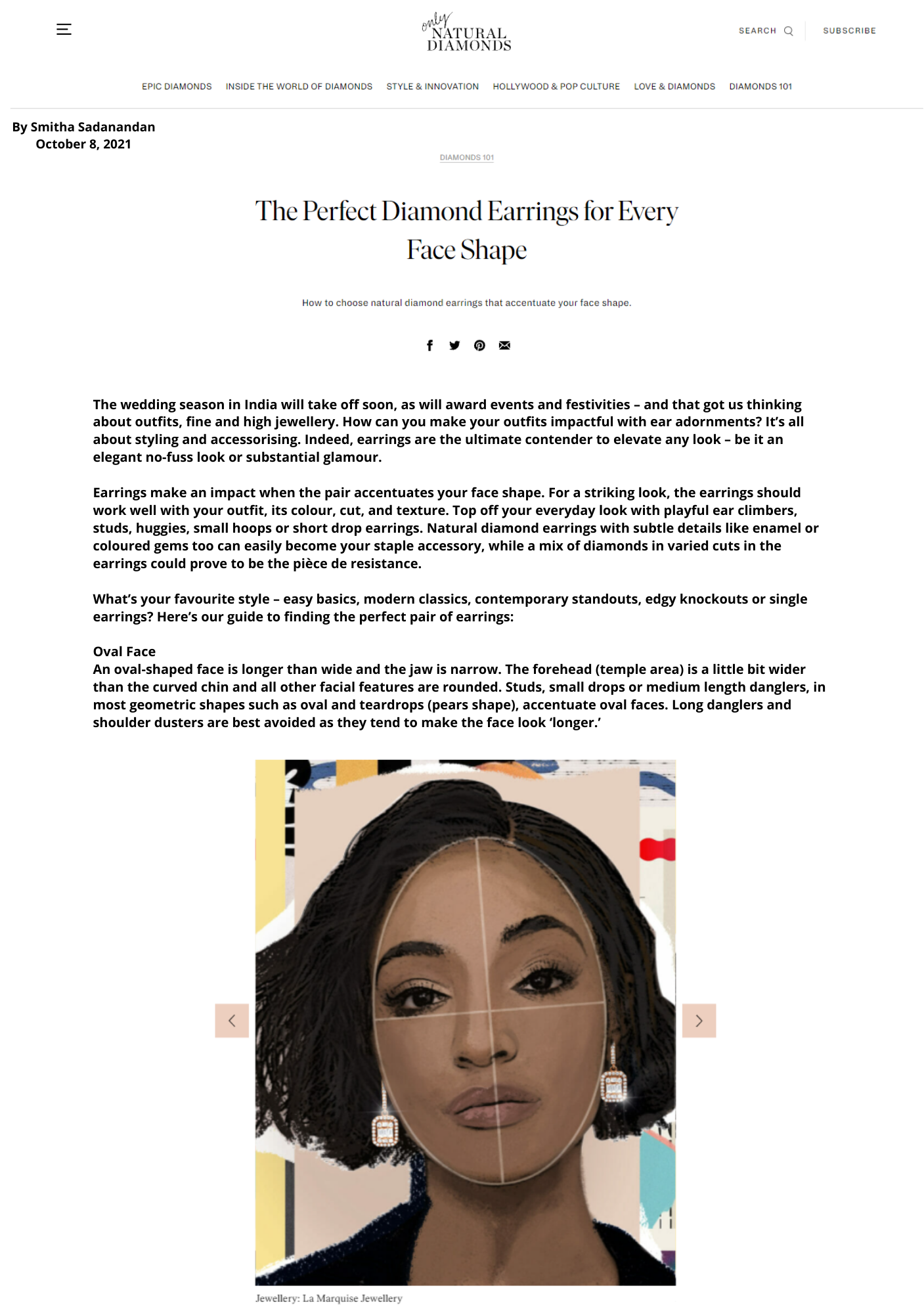 The perfect diamond earrings for every face shape : Only Natural Diamo